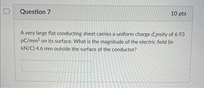 Solved A very large flat conducting sheet carries a uniform | Chegg.com