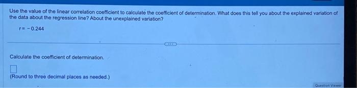 Solved Use The Value Of The Linear Correlation Coefficient