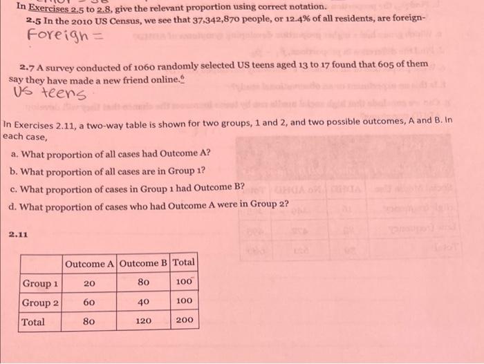 Solved In Exercises 2.5 to 2.8. give the relevant proportion | Chegg.com