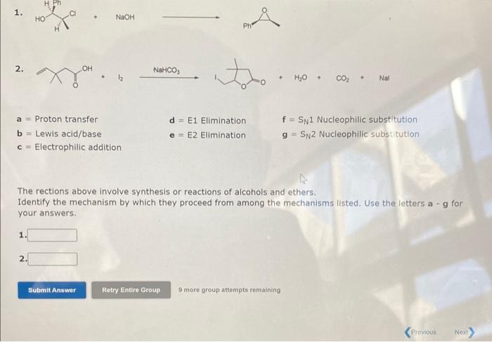 Solved 1. NaOH 2. +H2O+CO2+Nal a= Proton transfer b= Lewis | Chegg.com