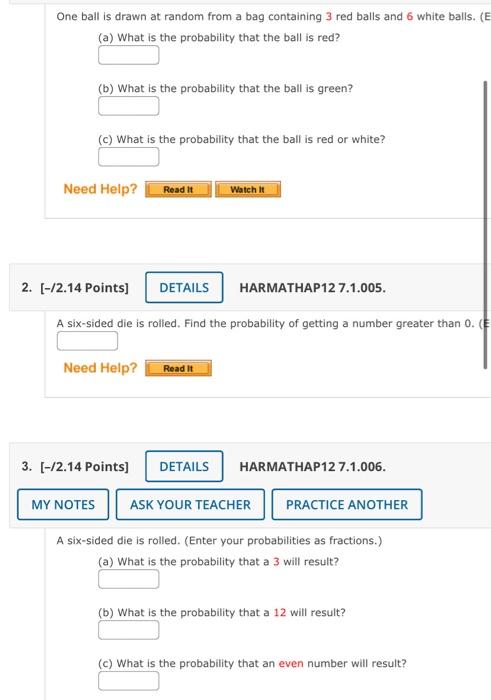 Solved One ball is drawn at random from a bag containing 3 | Chegg.com