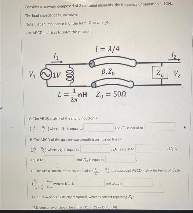 Solved Consider a network composed of 3 cascaded elements, | Chegg.com
