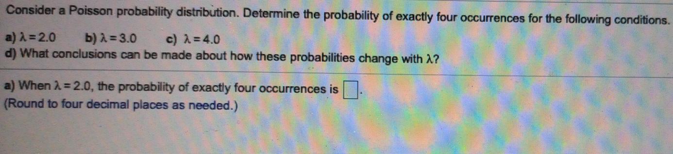 Solved Consider a Poisson probability distribution. | Chegg.com