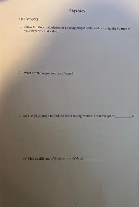 Solved Phys 2425 LAB REPORT FORM DYNAMICS OF A ROLLING CART | Chegg.com