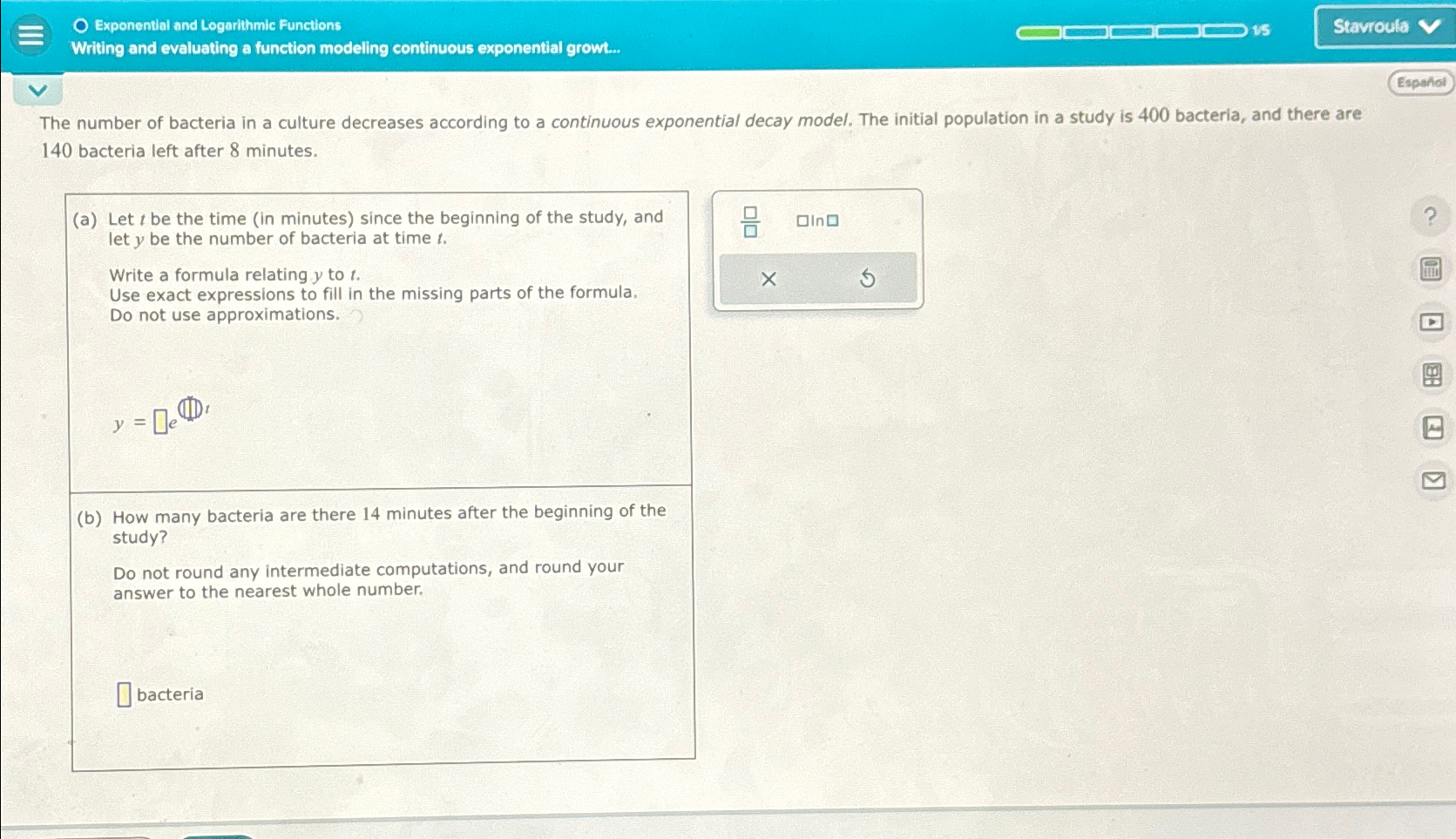 Solved Exponential and Logarithmic FunctionsWriting and | Chegg.com
