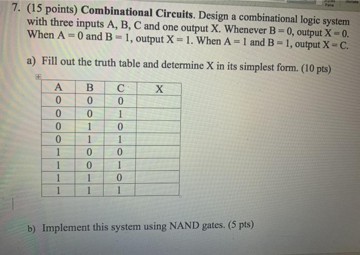 Solved Dictate Pane 7. (15 points) Combinational Circuits. | Chegg.com