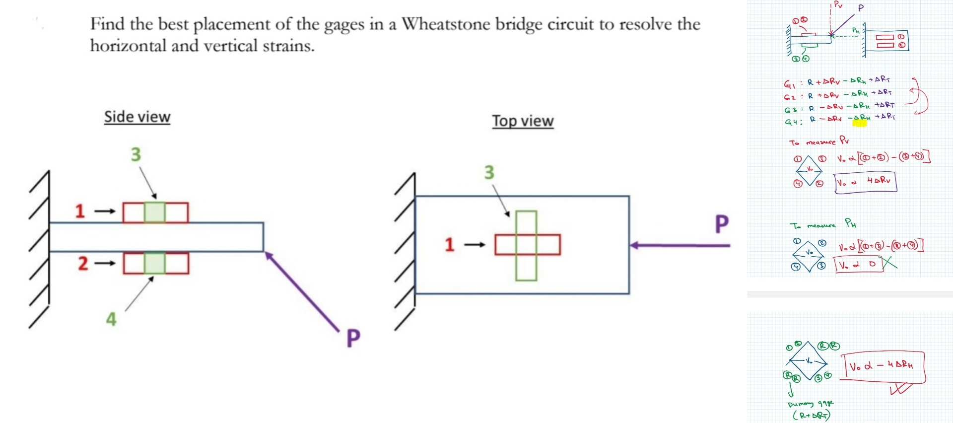 Solved Find the best placement of the gages in a Wheatstone | Chegg.com