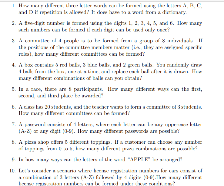 Solved How many different three-letter words can be formed | Chegg.com