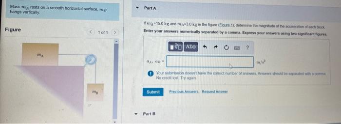 Solved Mass mA rests on a smooth horizontal surface, mII | Chegg.com