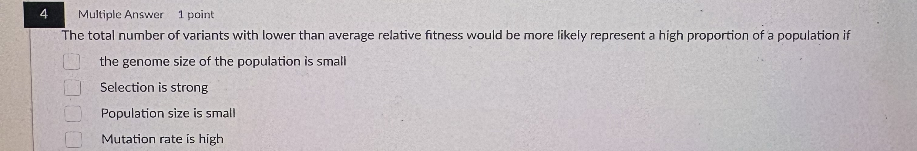 Solved 4Multiple Answer1 ﻿pointThe total number of variants | Chegg.com