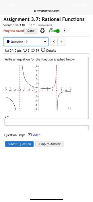 Solved myopenmath.com Assignment 3.7: Rational Functions | Chegg.com