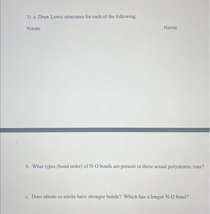 Solved 3) a. Draw Lewis structures for each of the | Chegg.com