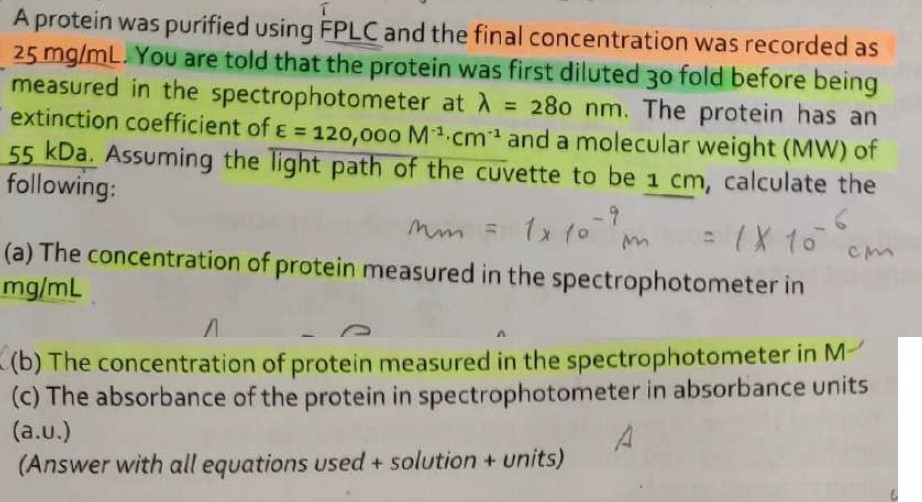 Solved Calculate the following: a) ﻿The concentration of | Chegg.com