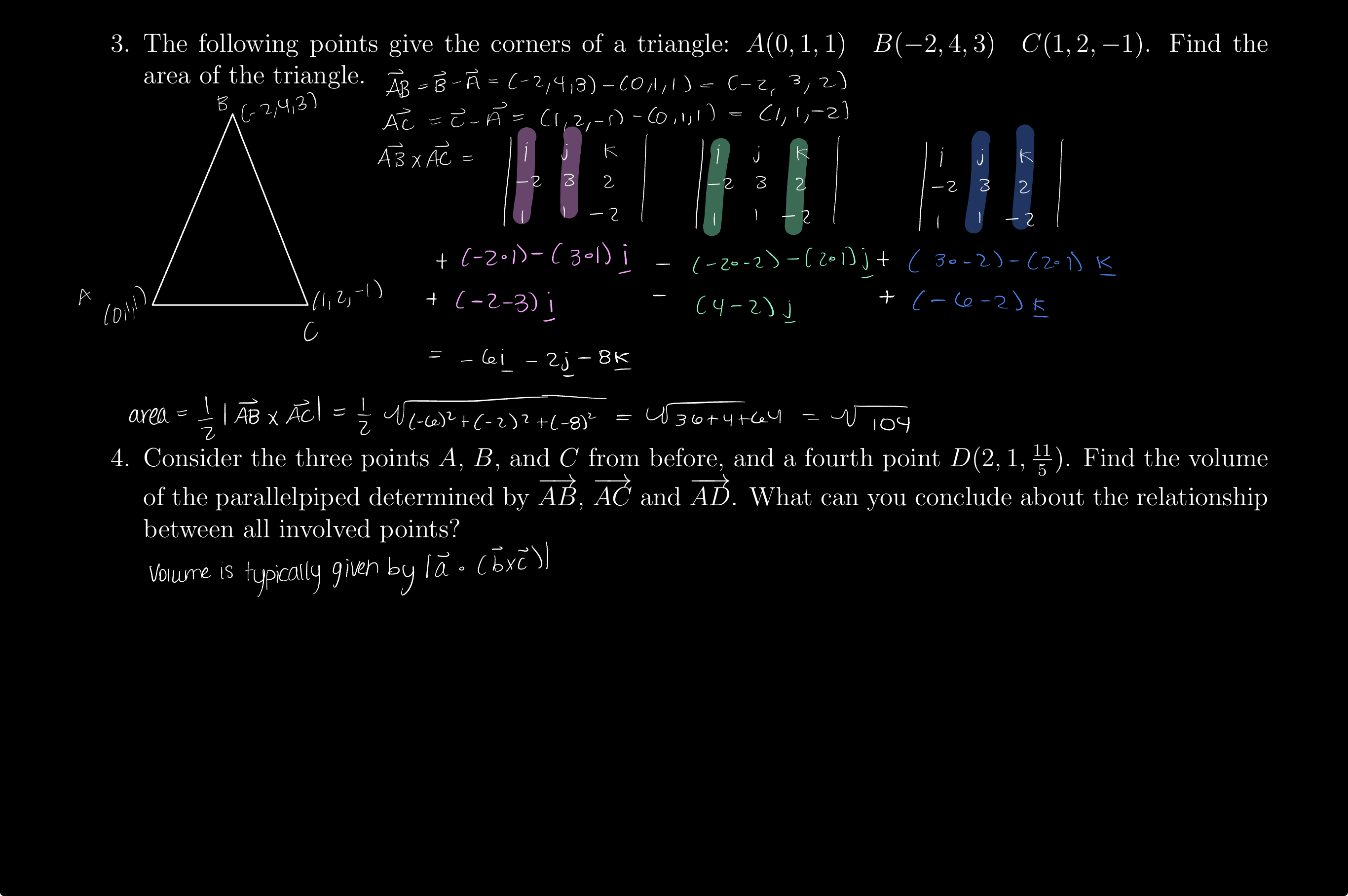Solved The following points give the corners of a triangle: | Chegg.com