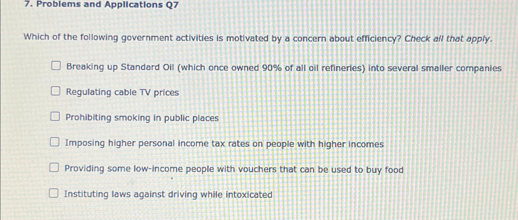 Solved Problems and Applications Q7Which of the following | Chegg.com