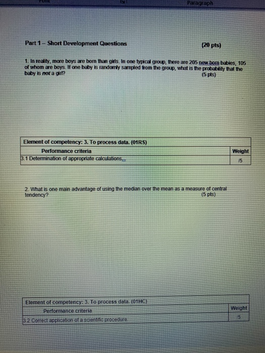 Solved Paragraph Part 1 - Short Development Questions (20 | Chegg.com