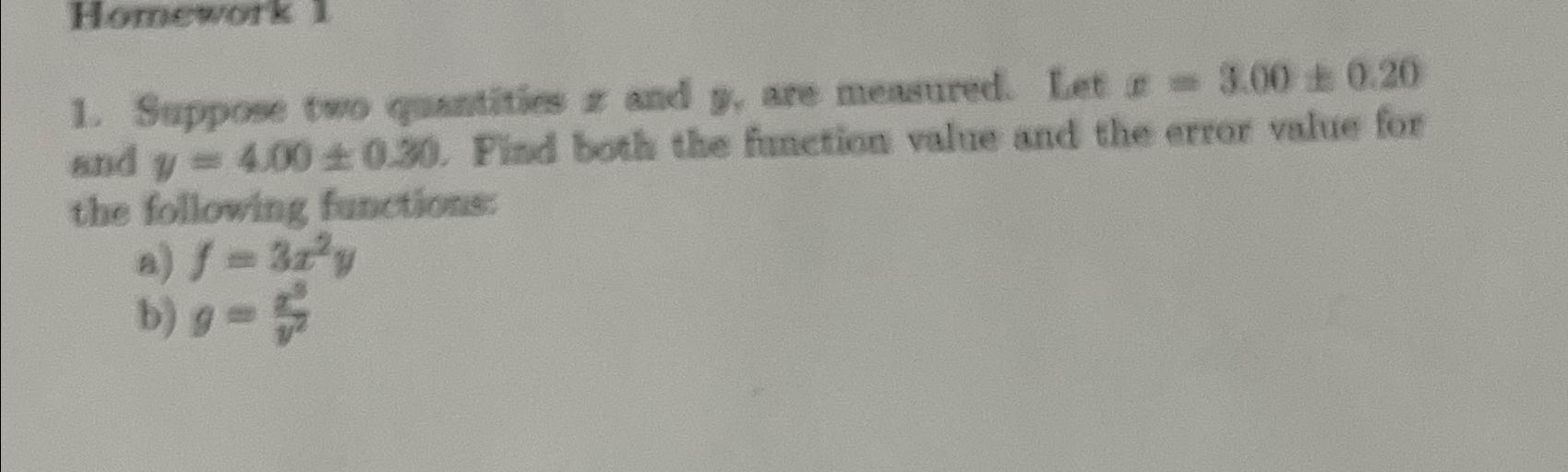 Solved Suppose two quantities x and y, are measured. Let | Chegg.com