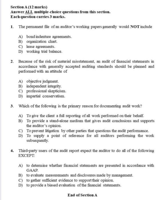 Solved Section A (12 marks) Answer ALL multiple-choice | Chegg.com
