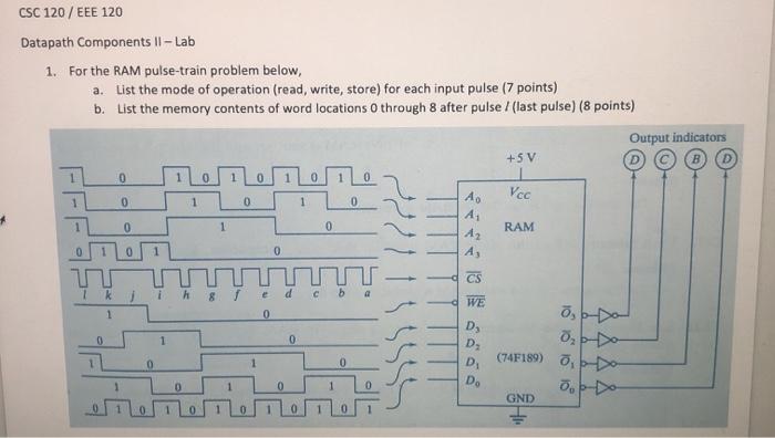 CSC 120/EEE 120 Datapath Components 11 - Lab 1. For | Chegg.com