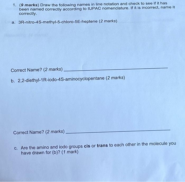 Solved 1. (9 marks) Draw the following names in line | Chegg.com