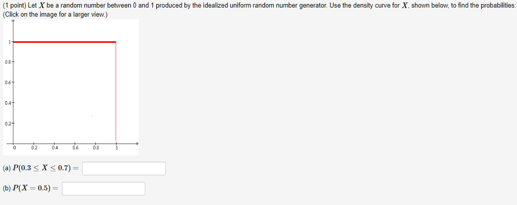 Solved ( 1 ﻿point) ﻿Let x ﻿be a random number between 0 ﻿and | Chegg.com