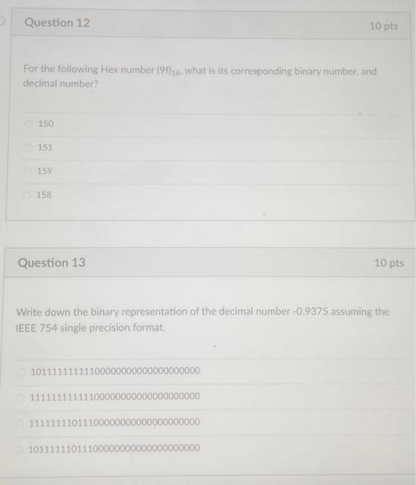 Solved For the following Hex number (9)16+ what is its | Chegg.com
