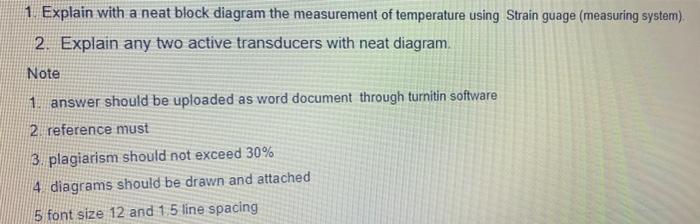 Solved 1. Explain with a neat block diagram the measurement | Chegg.com