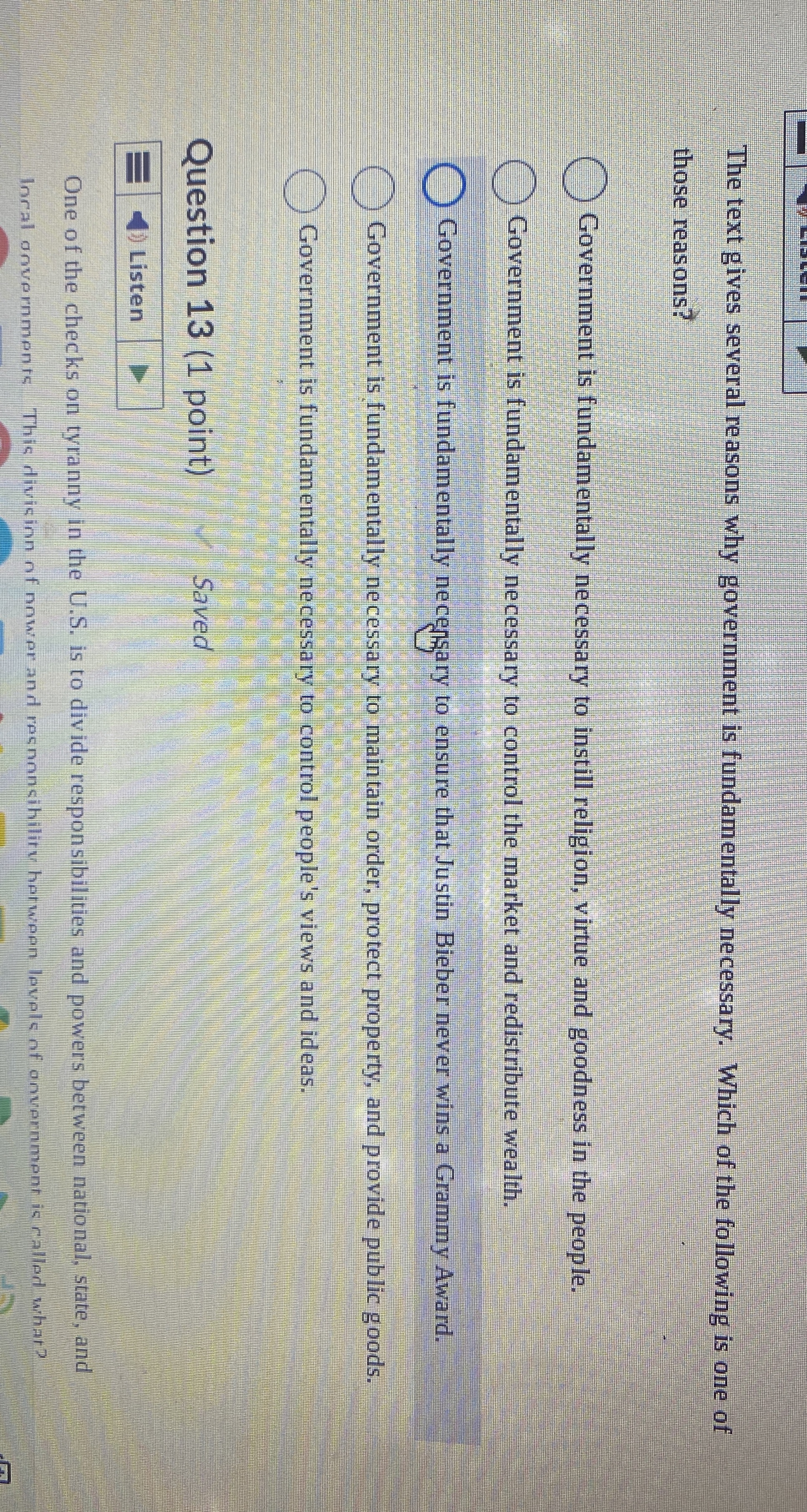 Solved The text gives several reasons why government is | Chegg.com