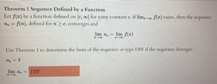 Solved Theorem 1 Sequence Defined by a Function Let f(x) be | Chegg.com
