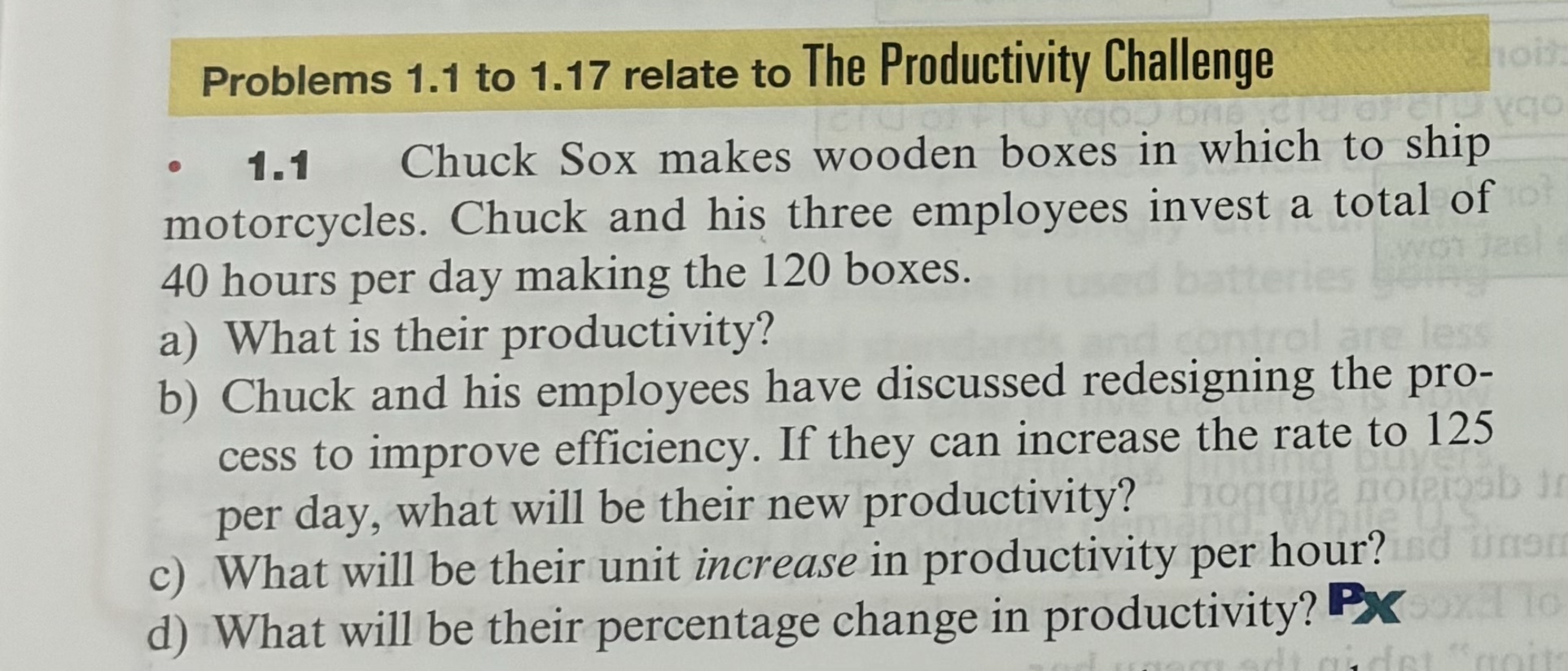 Solved Problems 1.1 ﻿to 1.17 ﻿relate to The Productivity | Chegg.com