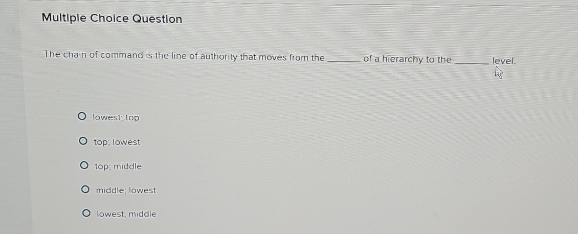 Solved Multiple Choice QuestionThe chain of command is the | Chegg.com