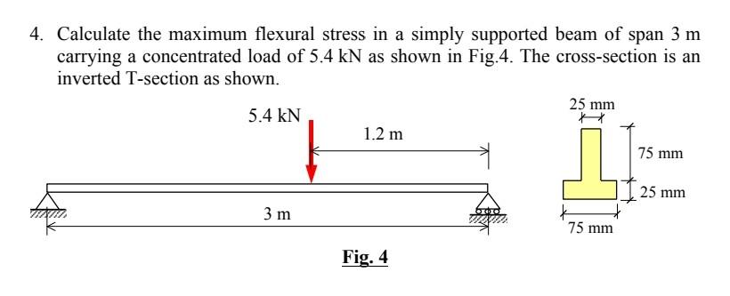 Solved 4. Calculate the maximum flexural stress in a simply | Chegg.com