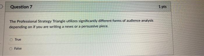Solved Question 7 1 pts The Professional Strategy Triangle | Chegg.com