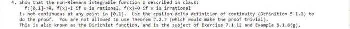 Solved 4. Show that the non-Riemann integrable function I | Chegg.com