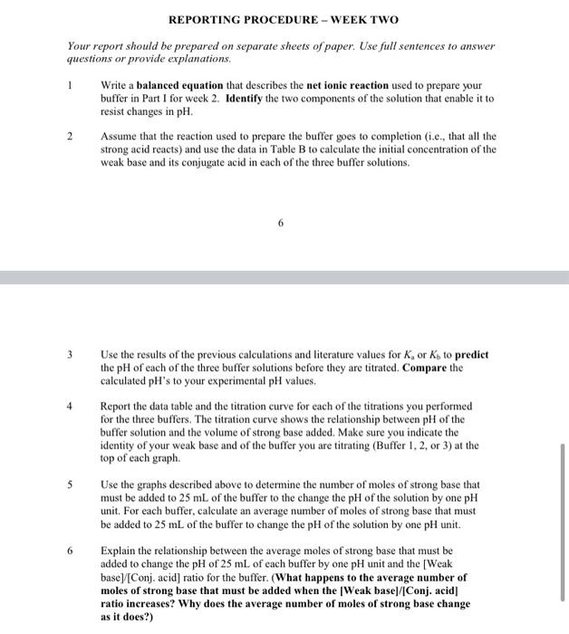 Solved WEEK TWO PROCEDURE PART 1 - PREPARING BUFFER | Chegg.com