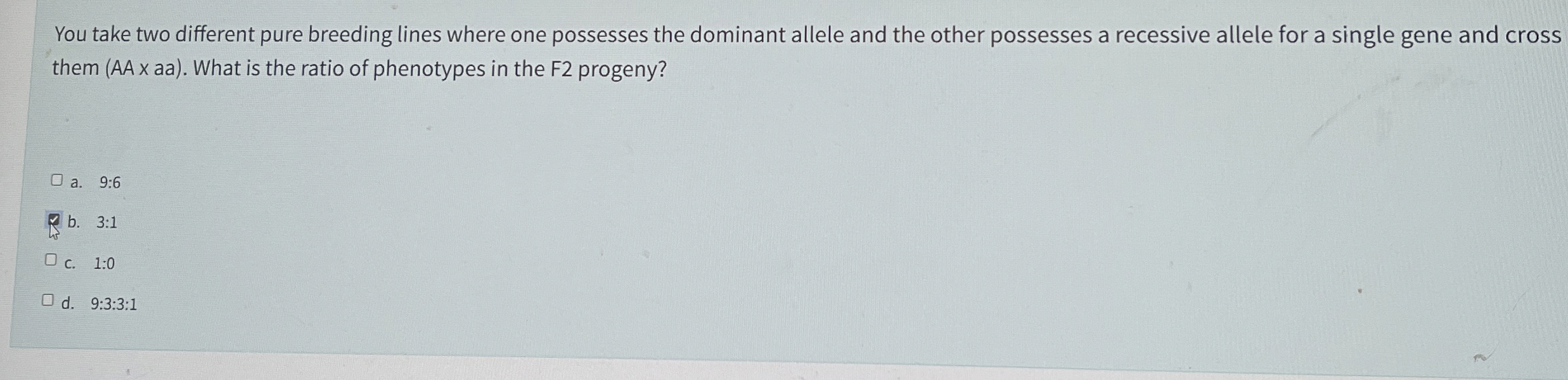 Solved You take two different pure breeding lines where one | Chegg.com
