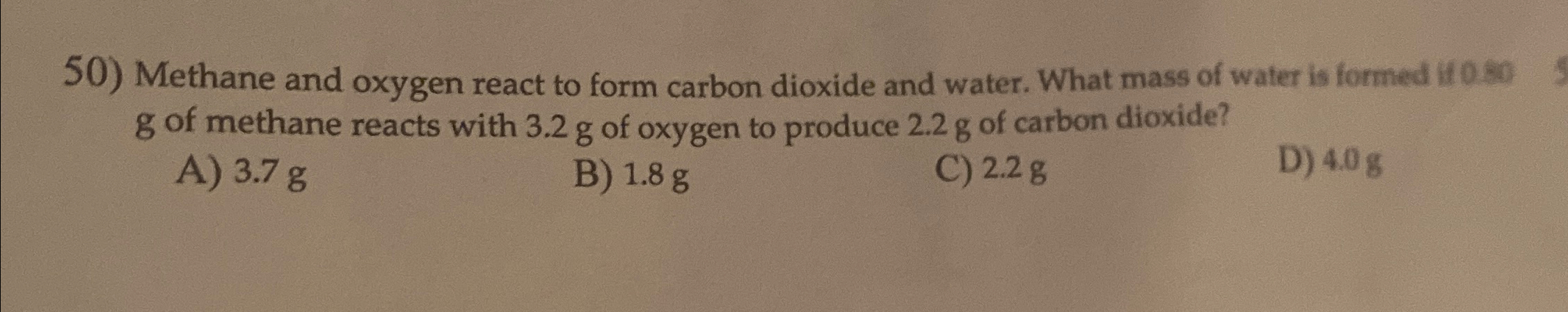 Solved Methane and oxygen react to form carbon dioxide and | Chegg.com