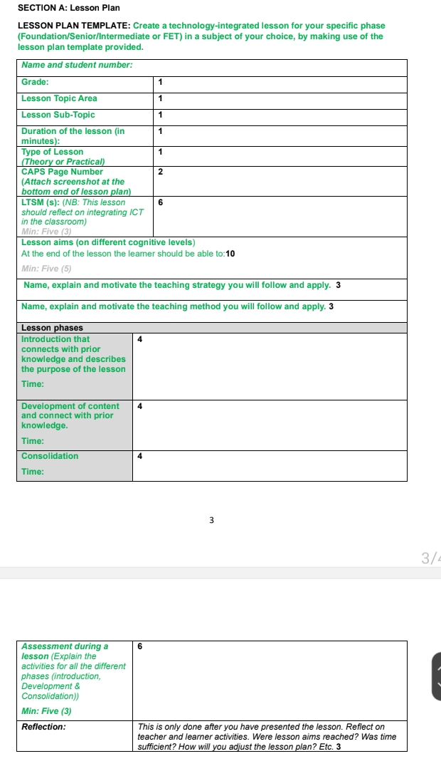 Solved SECTION A: Lesson PlanLESSON PLAN TEMPLATE: Create a | Chegg.com