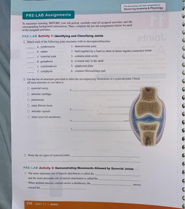 Solved einiol Pre-quote in Mastering Anatomy & Physiology | Chegg.com