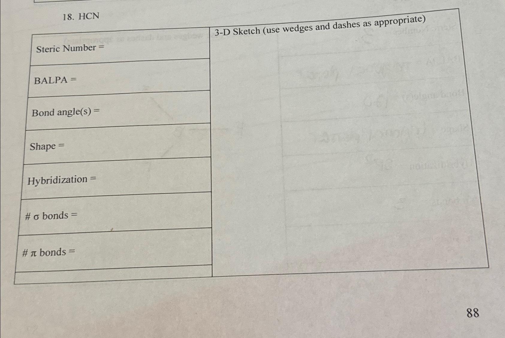 Solved HCN\table[[Steric Number =,],[BALPA =,],[Bond angle | Chegg.com