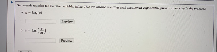 Solved Solve Each Equation For The Other Variable Hint