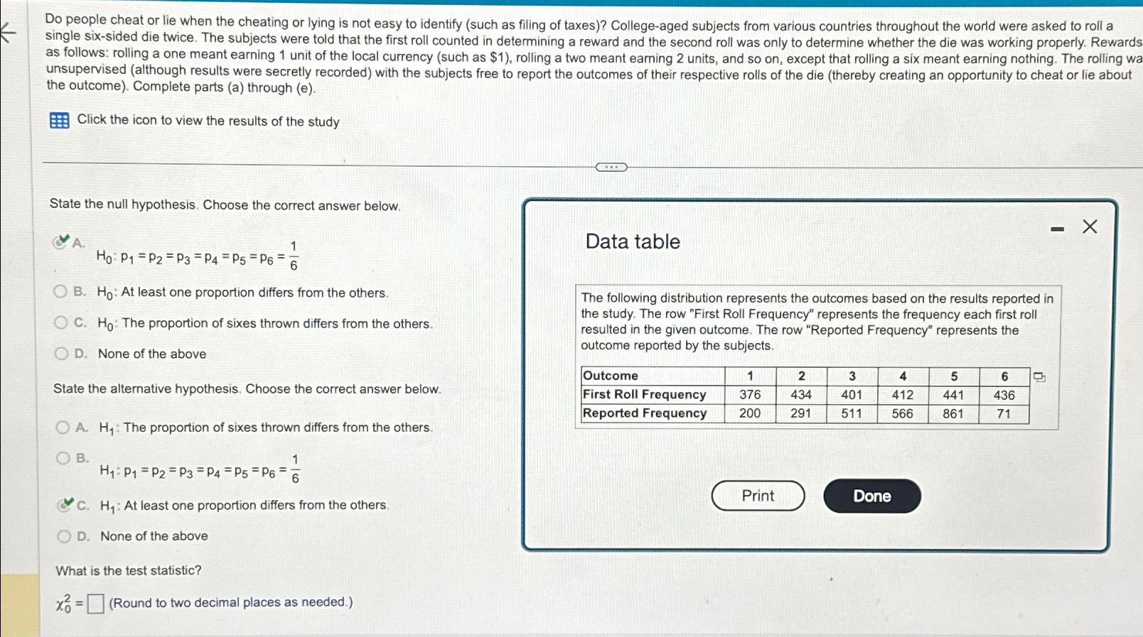 Solved Do people cheat or lie when the cheating or lying is | Chegg.com