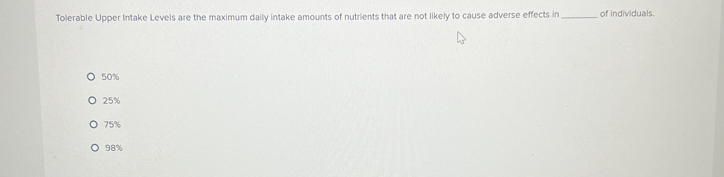 Solved Tolerable Upper Intake Levels are the maximum daily | Chegg.com
