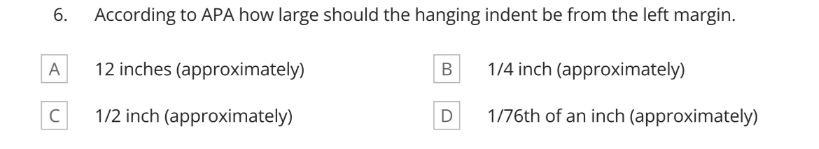 Solved According to APA how large should the hanging indent | Chegg.com