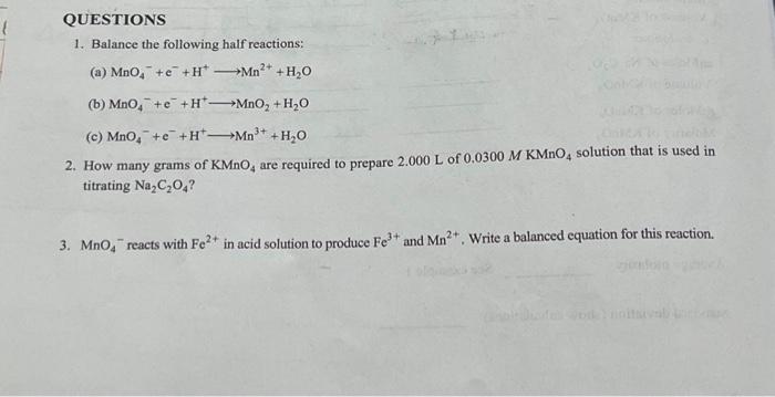 Solved 1. Balance the following half reactions: (a) | Chegg.com