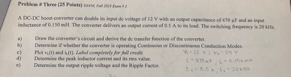 Problem # Three (25 ﻿Points) ﻿EE450, ﻿Fall 2023 ﻿Exam | Chegg.com