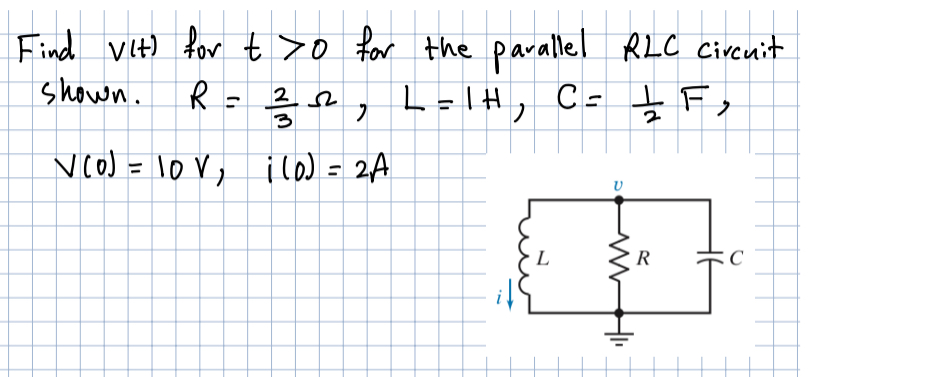Solved Find v(t) ﻿for t>0 ﻿for the parallel RLC circuit | Chegg.com