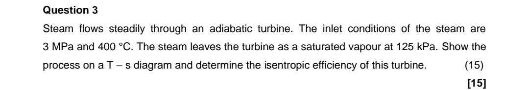 Solved Question 3 Steam flows steadily through an adiabatic | Chegg.com