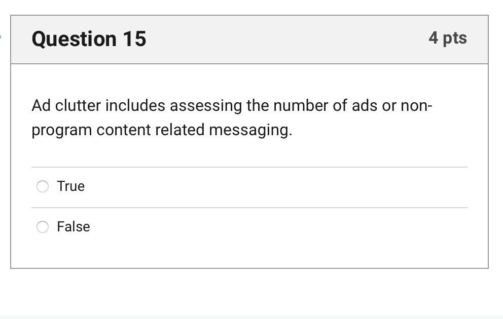 Solved Question 15 ﻿Ad clutter includes assessing the number | Chegg.com