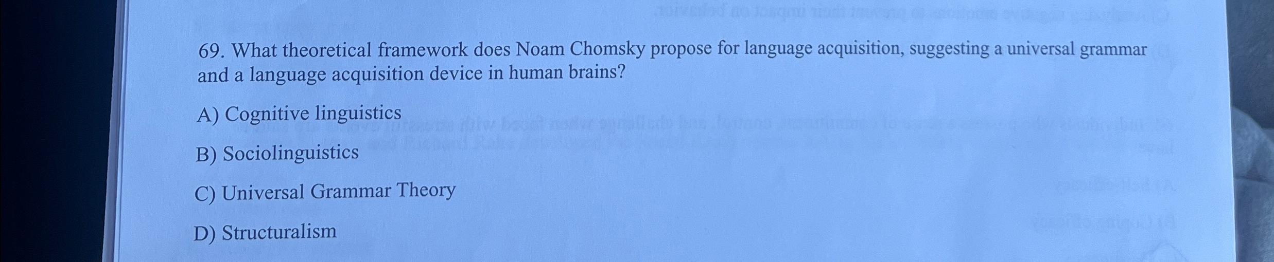 Solved What theoretical framework does Noam Chomsky propose | Chegg.com